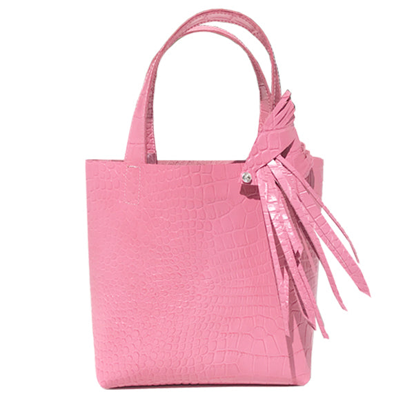 Pink Croc Leather Tote 7 – Fringe Crystal Design + Bag Accessories ...